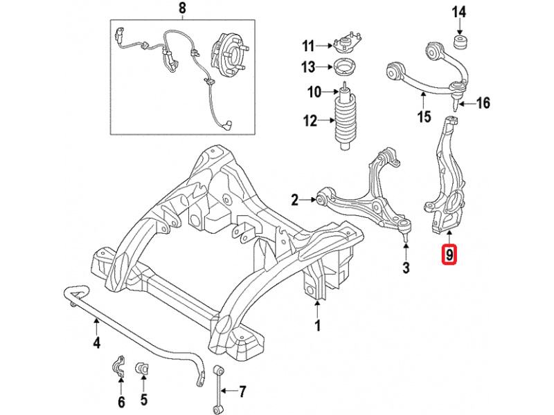 2019-2022 Jeep Grand Cherokee Steering Knuckle RH (4877658AD)