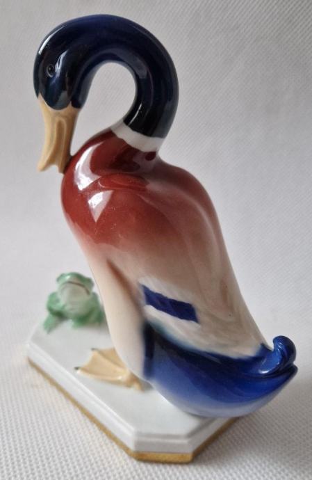 Račka z žabo - figurica v slogu art deco
