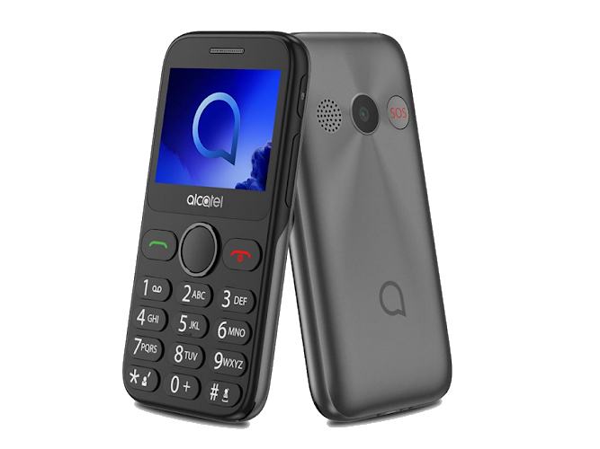Alcatel 2019G Dual SIM klasični mobilni telefon za starejše, siv, nov