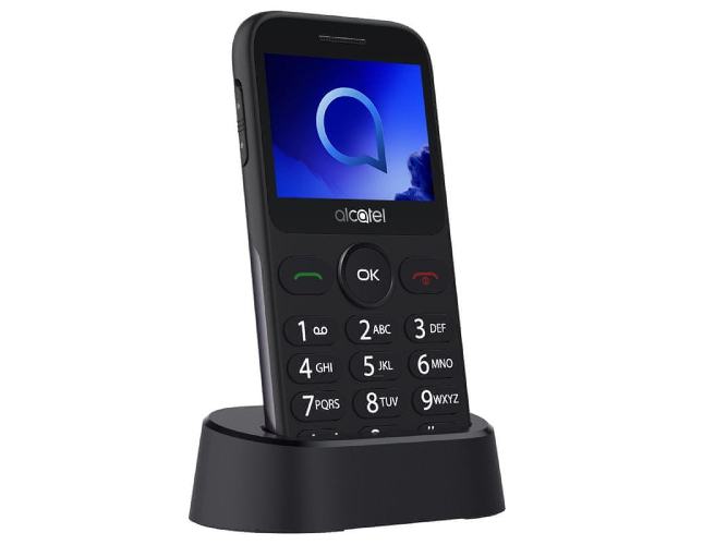 Alcatel 2019G Dual SIM klasični mobilni telefon za starejše srebrn nov