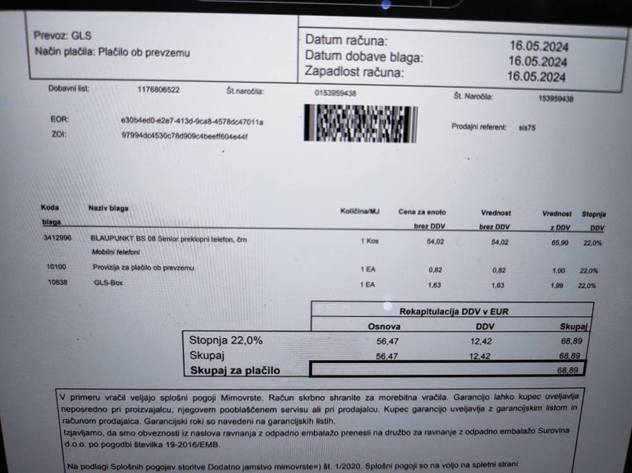 Blaupunkt BS 08 Senior preklopni telefon, črn