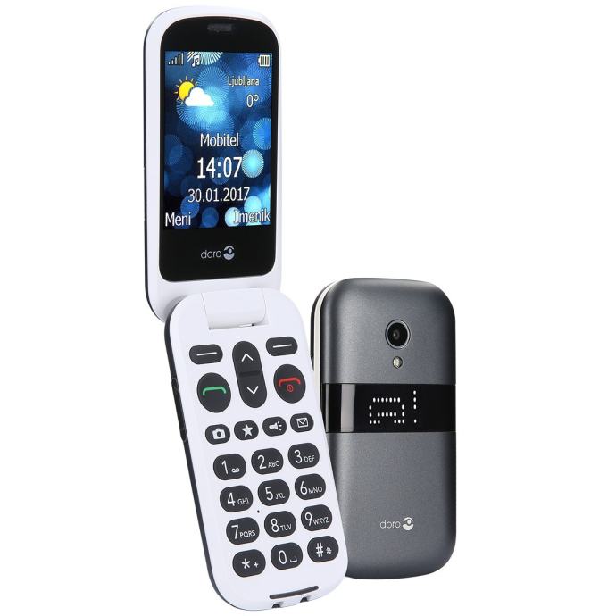DORO 6050, preklopni mobilni telefon za starejše sivo-bel, nov