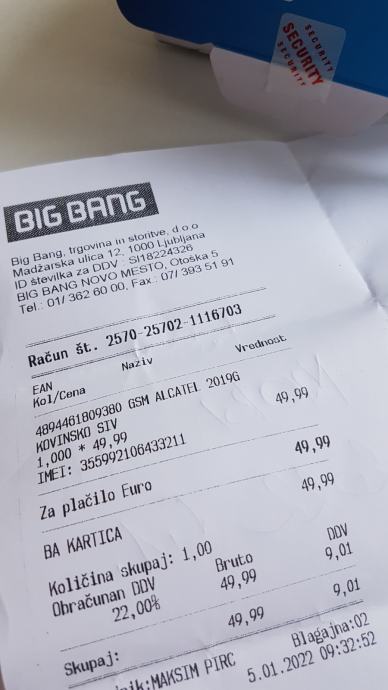 Mobilni telefon Alcatel 2019G, gsm
