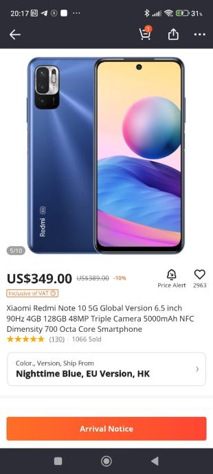 Xiaomi Redmi Note 10 5G