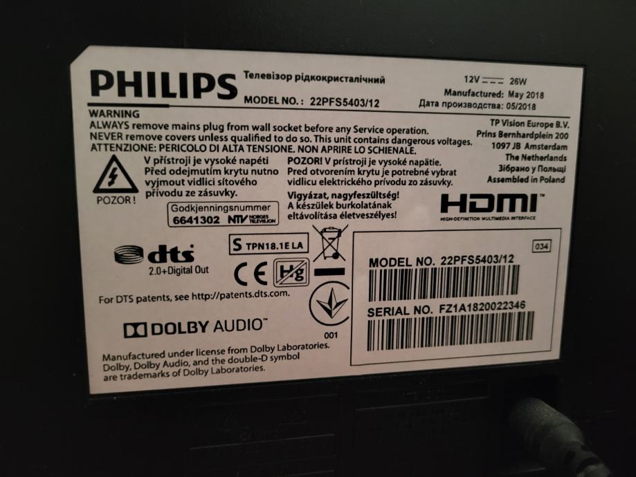 TV Philips 22PFS5403/12 FullHD