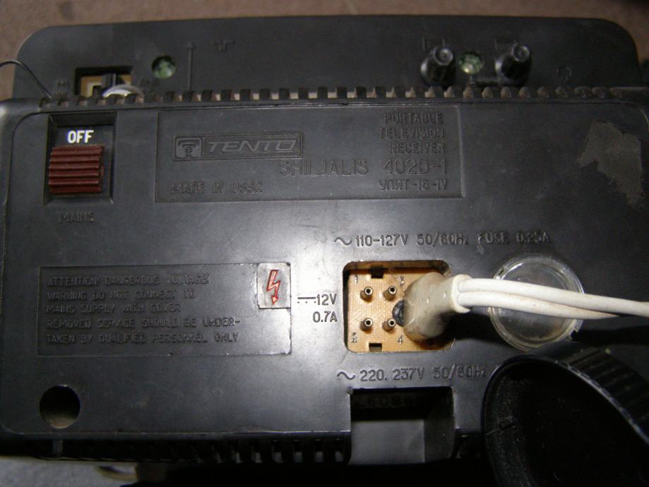 Vintage USSR Črnobeli TV Tento SHILJALIS 402D-1E