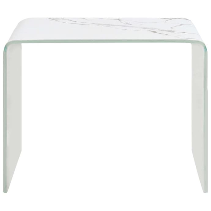 vidaXL Klubska mizica bel marmor 50x50x45 cm kaljeno steklo