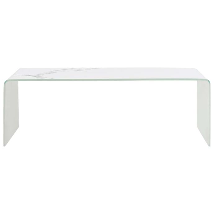 vidaXL Klubska mizica bel marmor 98x45x31 cm kaljeno steklo