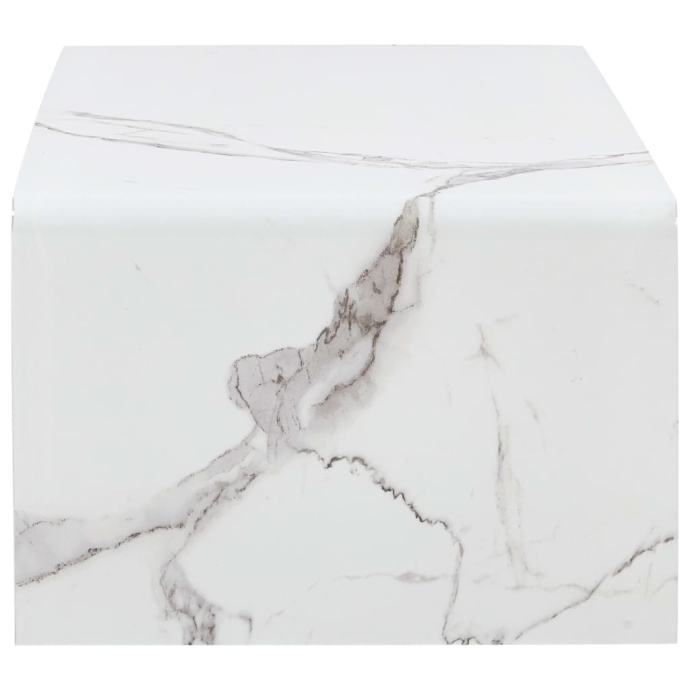 vidaXL Klubska mizica bel marmor 98x45x31 cm kaljeno steklo
