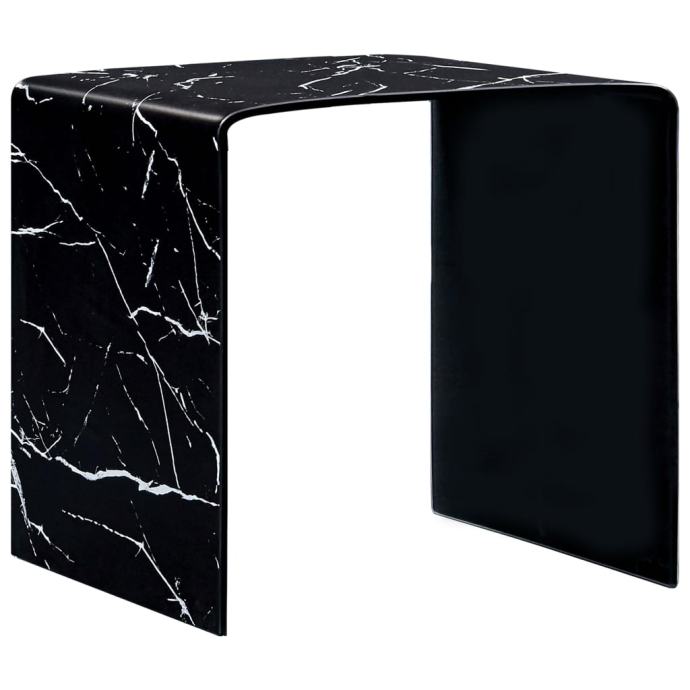 vidaXL Klubska mizica črn marmor 50x50x45 cm kaljeno steklo