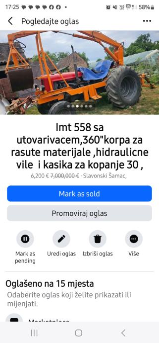 Imt 558 sa utovarivacem ,kasika za rasute materijale ,vile