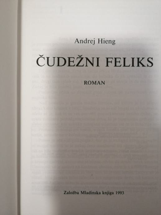 Knjiga Čudežni feliks (Andrej Hieng)
