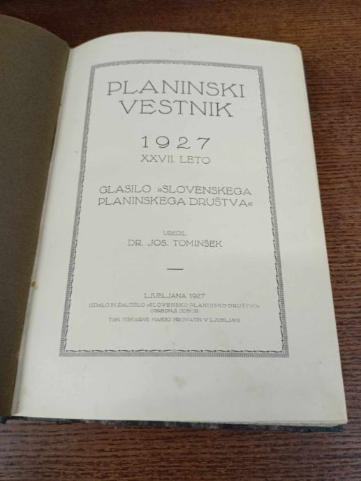 PLANINSKI VESTNIK 1927