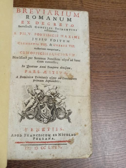 STARI MOLITVENIK BREVIARIUM ROMANUM PARS AESTIVA