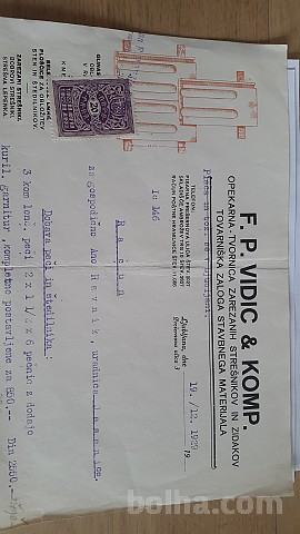 OPEKARNA F. P. VIDIC & KOMP. - FAKTURA, RAČUN