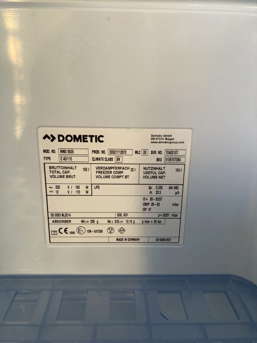 Dometic RMD 8505 - 2-vratni absorpcijski hladilnik, 160L