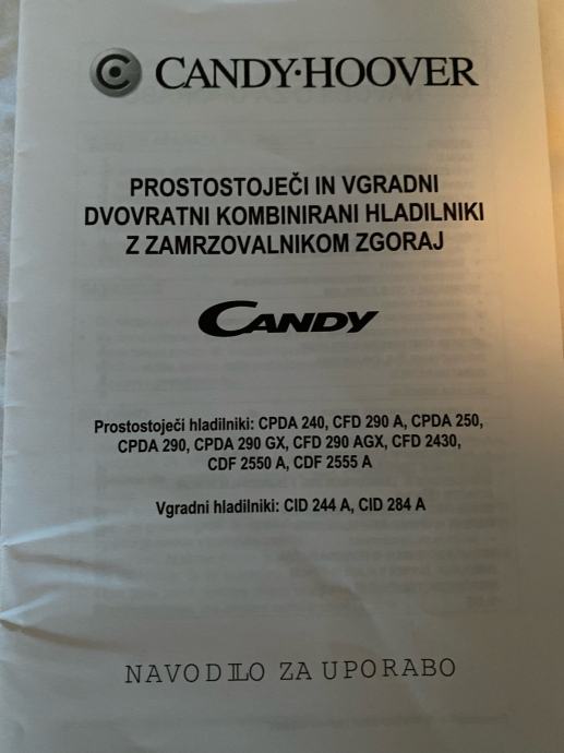 Hladilnik z zamrzovalnikom Candy 220l