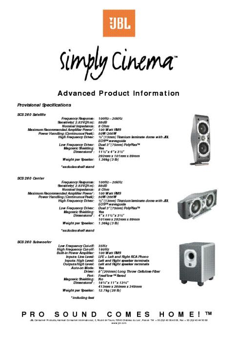 Hišni kino JBL SCS260SAT + SUB260-230