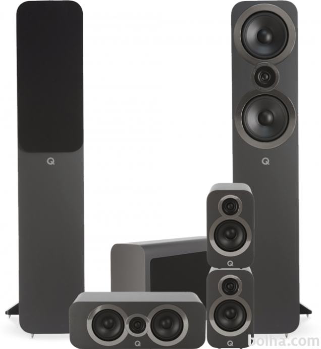 Q Acoustics par bookshelf 3020 in center 3090c