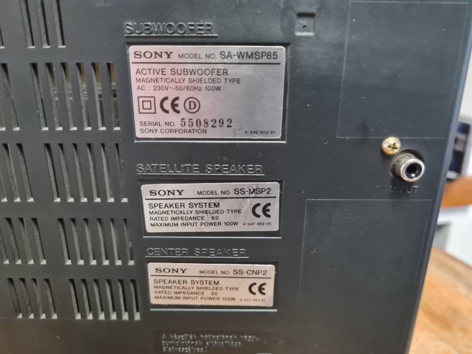 SONY SA-WMSP85, 5.1 zvočniki, subwoofer