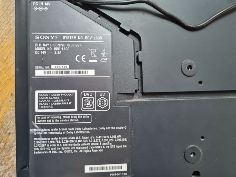 SONY BDV-L600, BLU-RAY, 2.1 domači kino