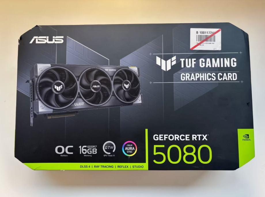 ASUS RTX 5080 TUF OC – Kot nova, 2,5 meseca uporabljena – Zlati primer