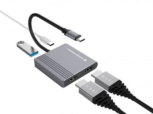 USB-C > 2xHDMI,1xUSB3.0,100W PD docking CONCEPTRONIC multiport dual HD