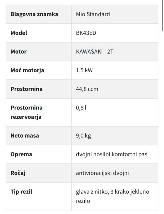 Mio Standard motorna kosa, samo prižgana