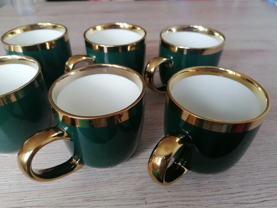 6x Skodelica za kavo ali čaj zelena zlata - 6 delni set
