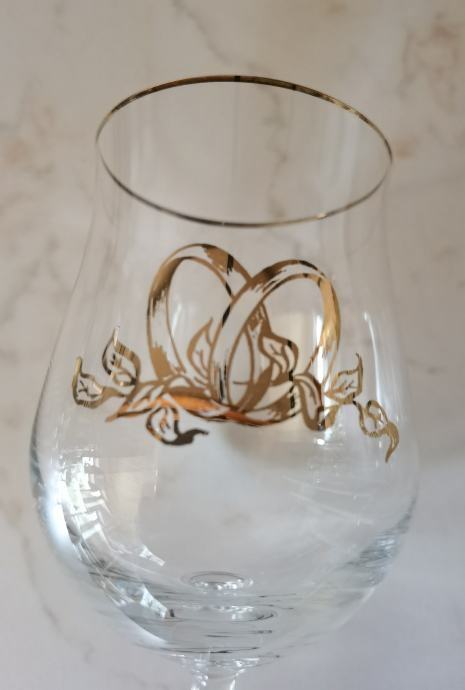 Komplet 6 elegantnih poročnih kozarcev z pozlato/nerabljeno 20x6cm