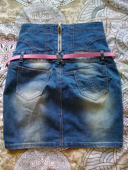 Jeans mini krilo Koucla + roza pas
