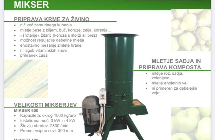 Mlin za mletje krme za zivino