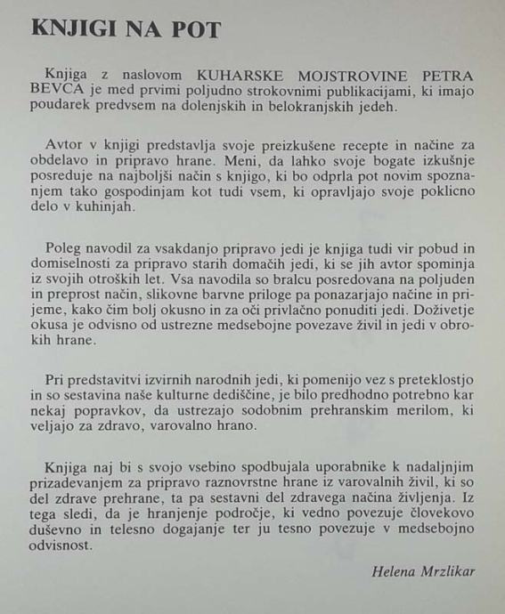 KUHARSKE MOJSTROVINE PETRA BEVCA