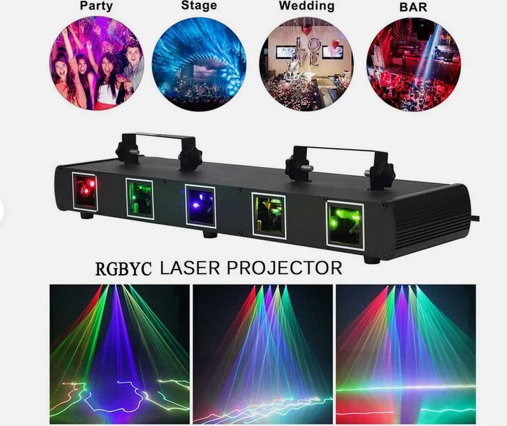 5 Lens 5 Beam RGBYC DMX RGB Laser Show System