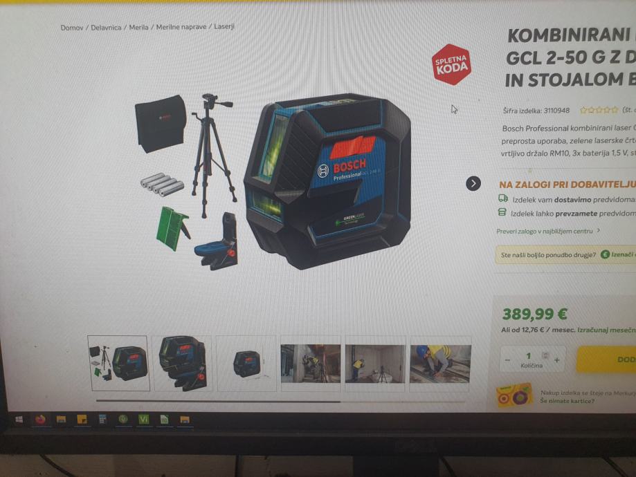BOSCH Professional GCL 2-50 G kombinirani laser + RM 10 + BT 150 (0601