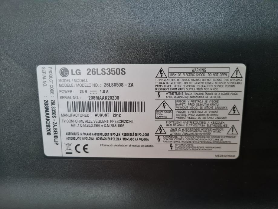 LG 26LS350S, LCD LED TV, 66cm