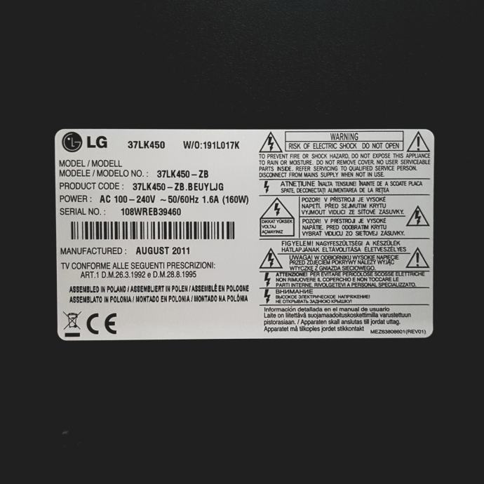 LG LCD 37LK450 37 TV sprejemnik