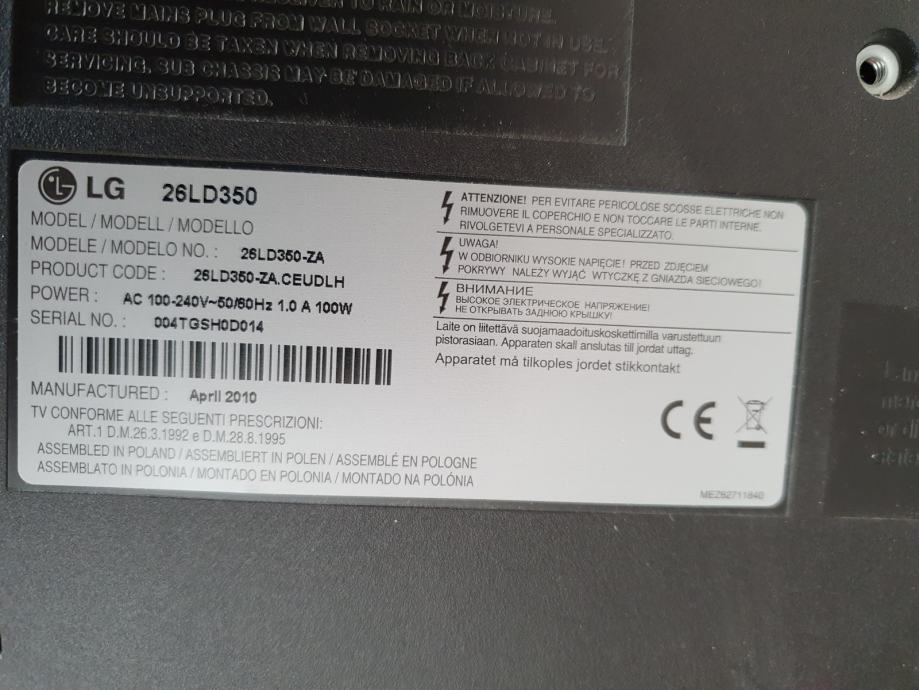 TV LG 26LD350, rabljen, brezhiben, prodam