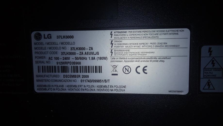 TV LG 37LH3000