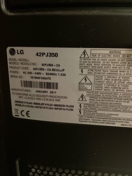 LG 42” plasma televizor