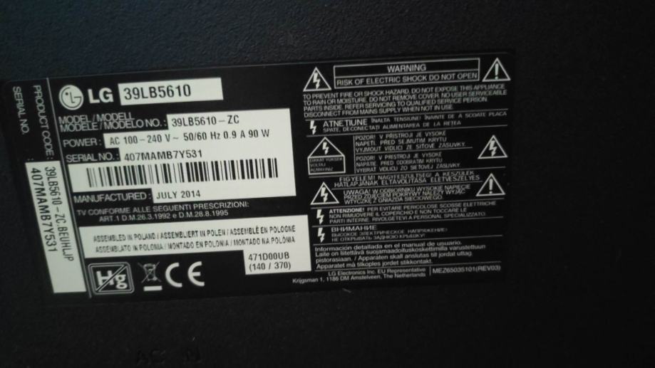 LG LED LCD TV sprejemnik 39LB5610