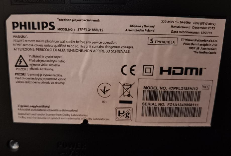 Philips, model: 47PFL3188H/12