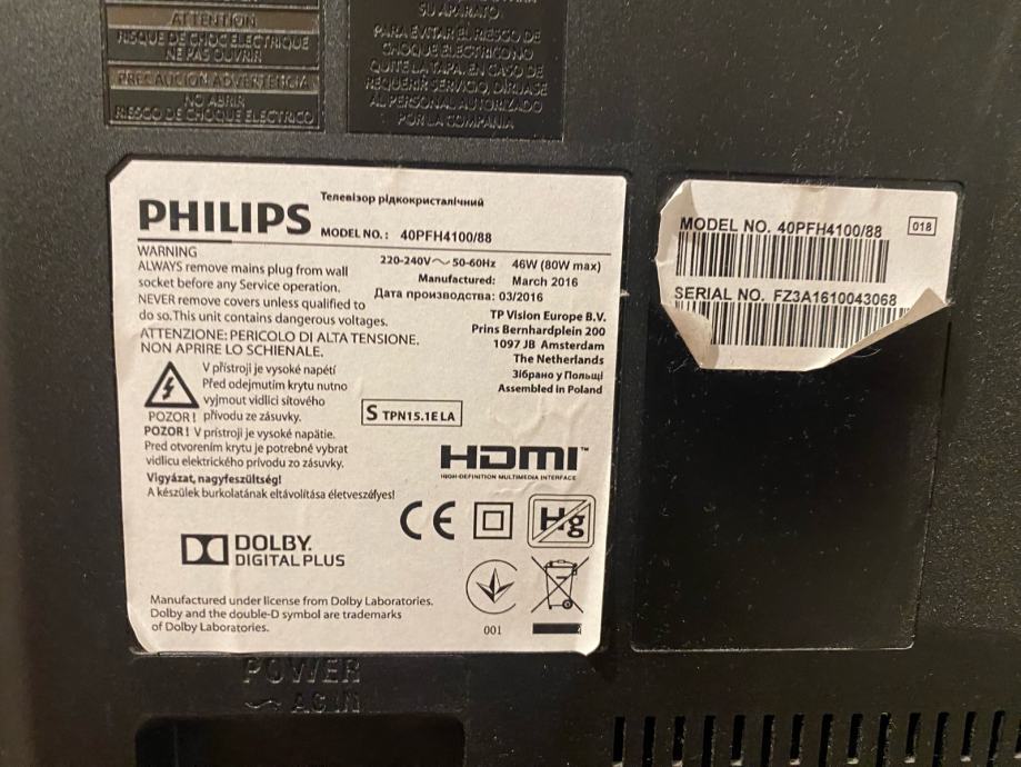 TV Philips 40pfh4100/88 + stenski nosilec