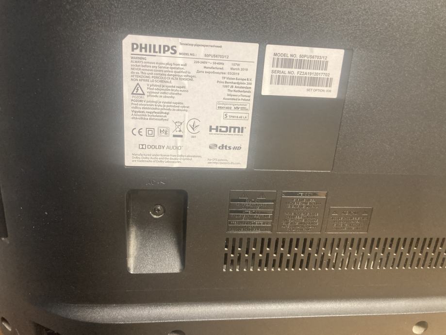 TV Philips. 50/126 cm. LED - 4K Ultra HD - Smart TV - Ambilight