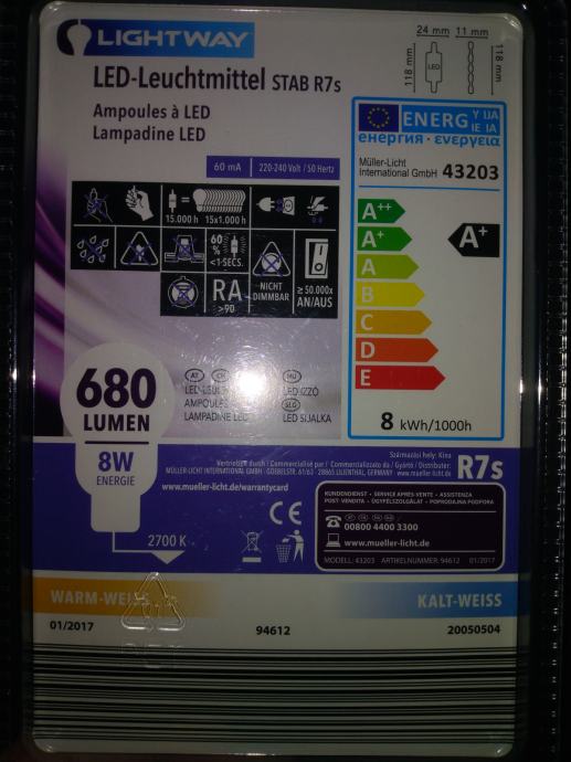 LED ŽARNICA R7S 118mm