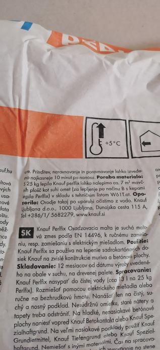 Lepilo za gips/mavčne plošče Knauf Perlfix 25 kg