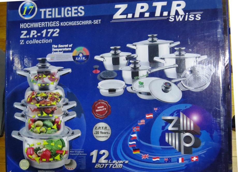 Kuhinjska posoda komplet - Z.P.T.R. SWISS, visoko kakovostna, 17 delna