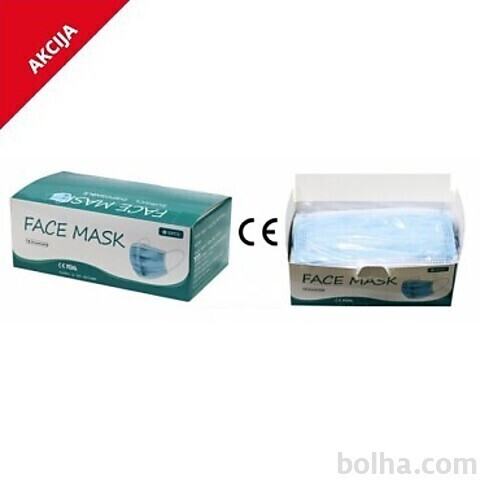 3 SLOJNA ZAŠČITNA OBRAZNA MASKA 50 kosov maske
