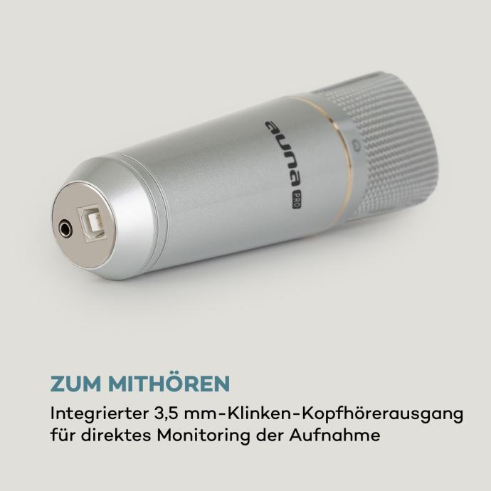 Auna Pro MIC-920 USB kondenzatorski mikrofon, Srebrna