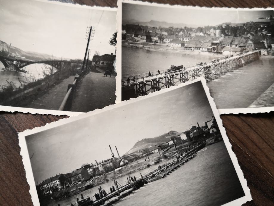 7 x WW2 stare originalne fotografije Maribor porušen most,Marburg,voj